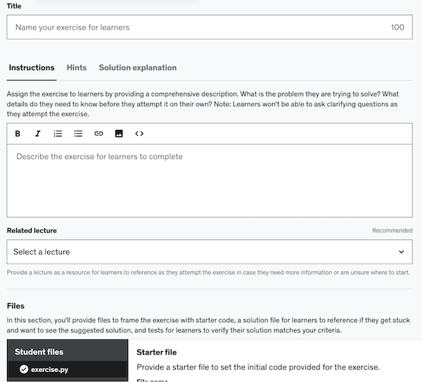 Cómo crear un ejercicio de codificación – Udemy Business