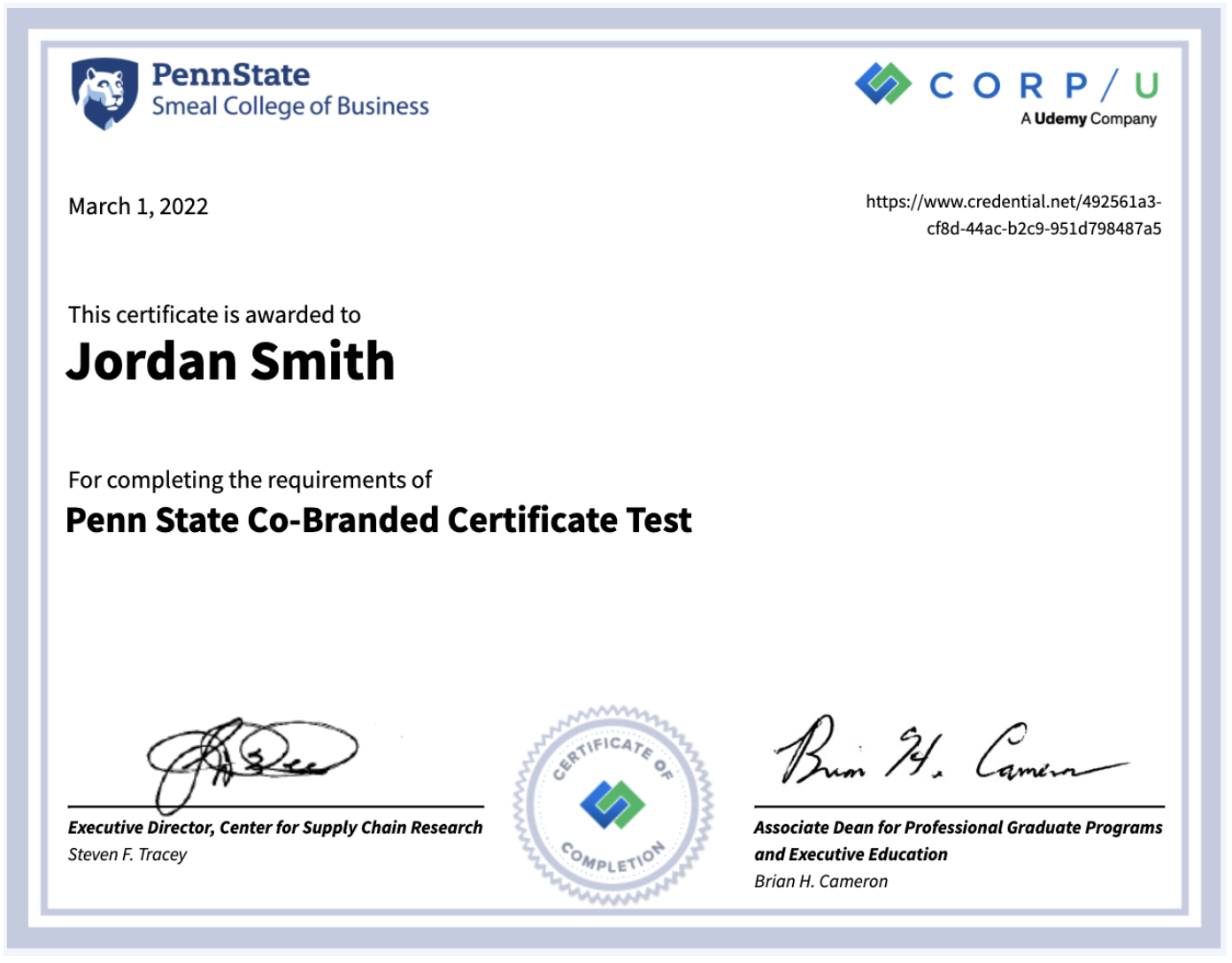 Udemy Certificate