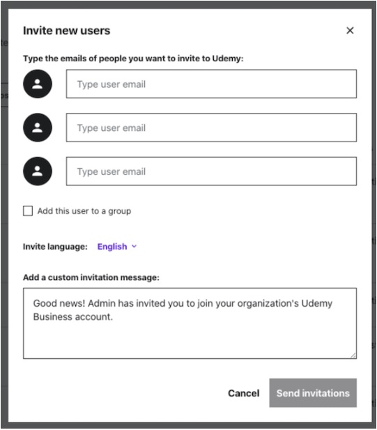 Inviting Users – Udemy Business