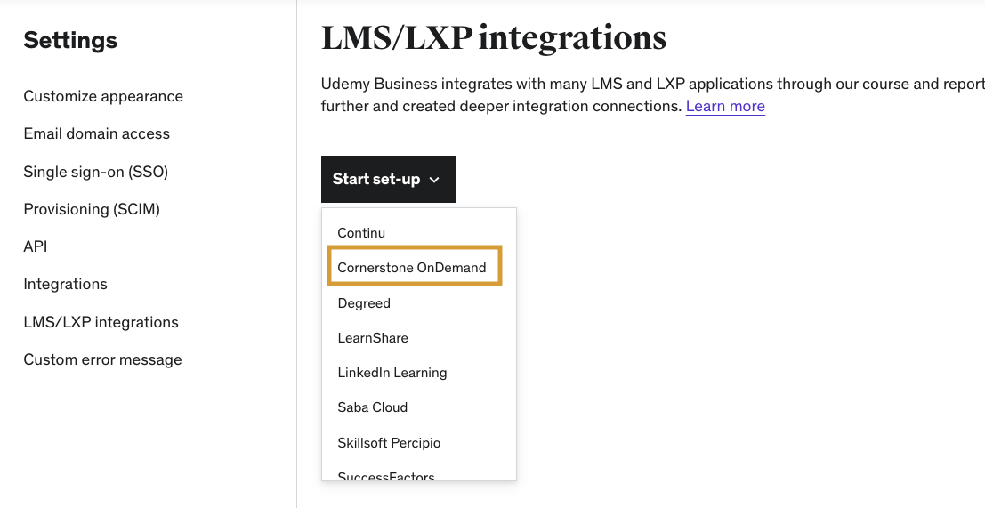 Udemy Business LMS Integration: Cornerstone OnDemand – Udemy Business
