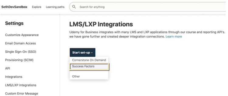 Udemy Business LMS Integration: SuccessFactors – Udemy Business